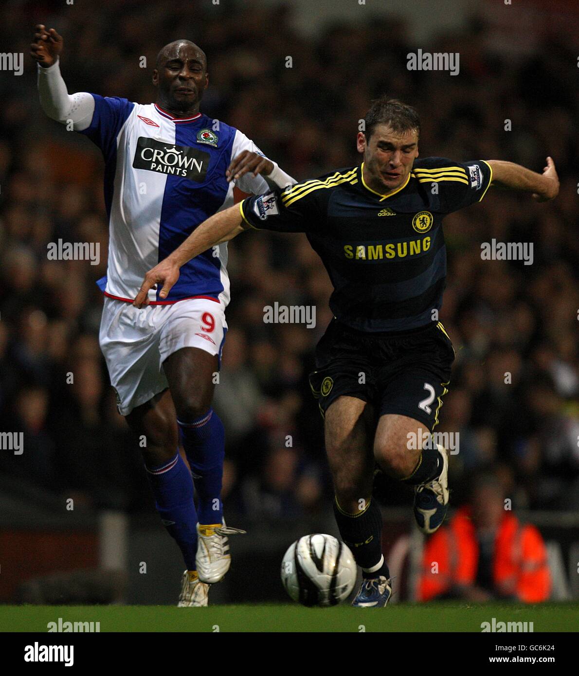 Blackburn Rovers' Jason Roberts (left) and Chelsea's Branislav Ivanovic ...