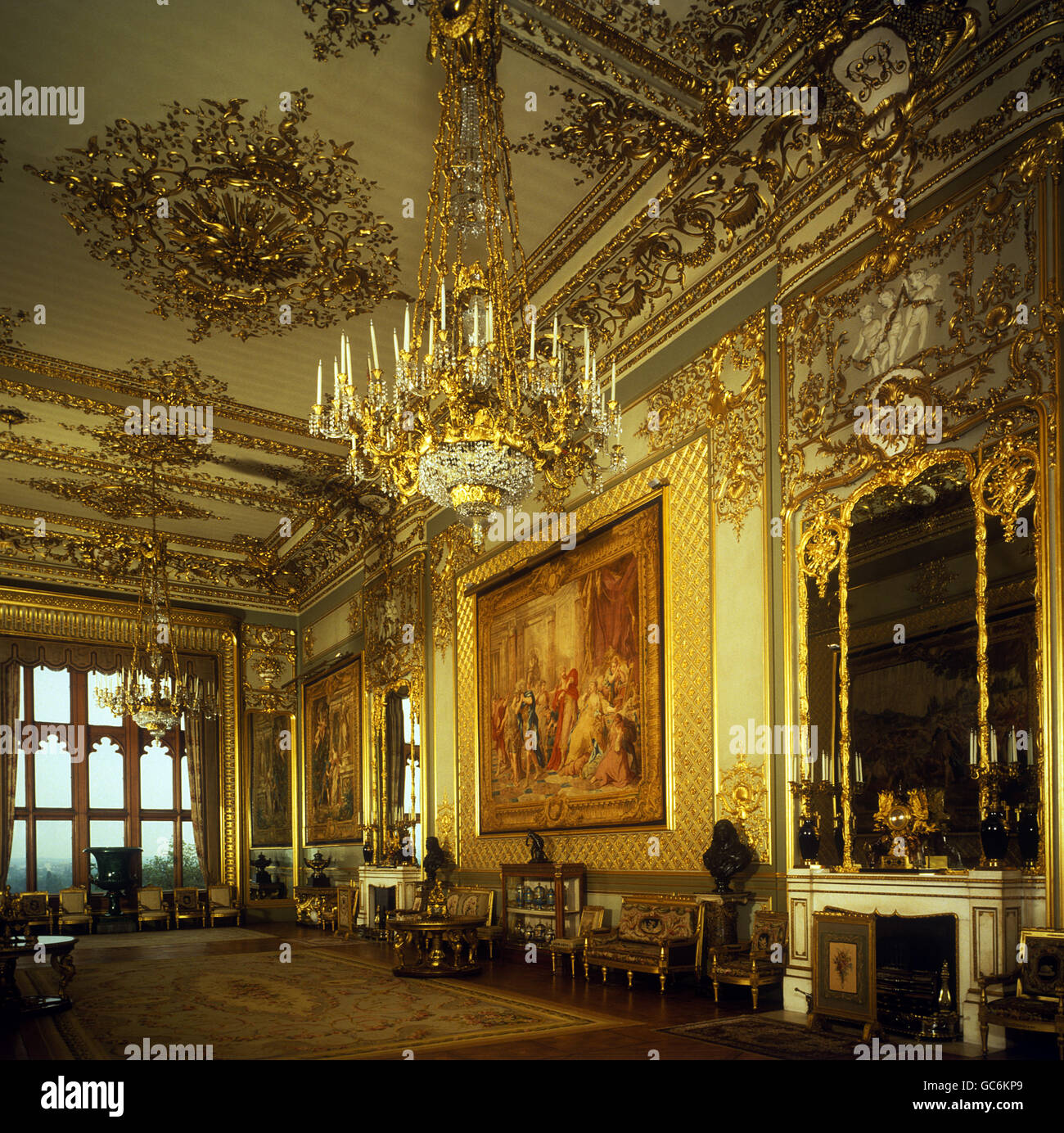 Reception room at windsor castle it was gutted by fire hi-res stock ...