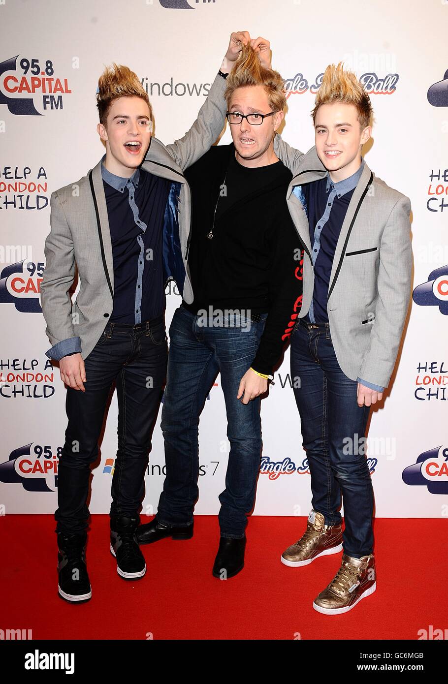 John and Edward Grimes, aka Jedward, with Dean Piper (centre) in the ...