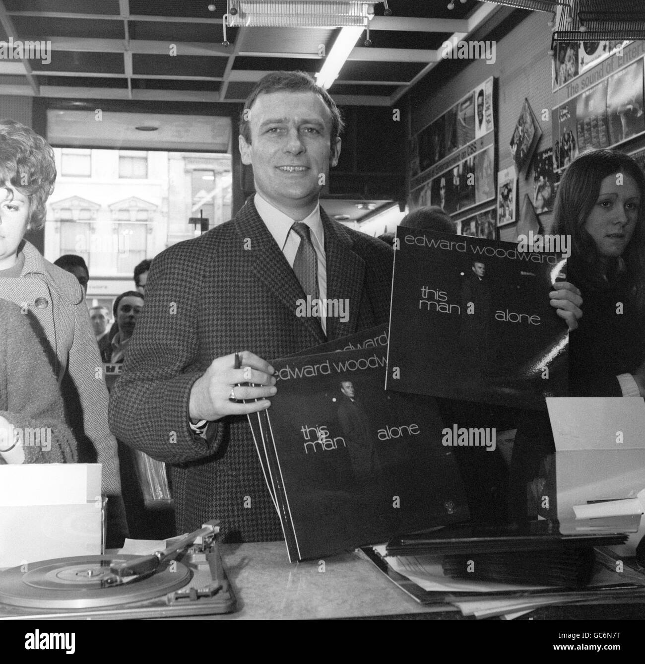 Edward Woodward, noted as a singer as well as an actor, with copies of ...