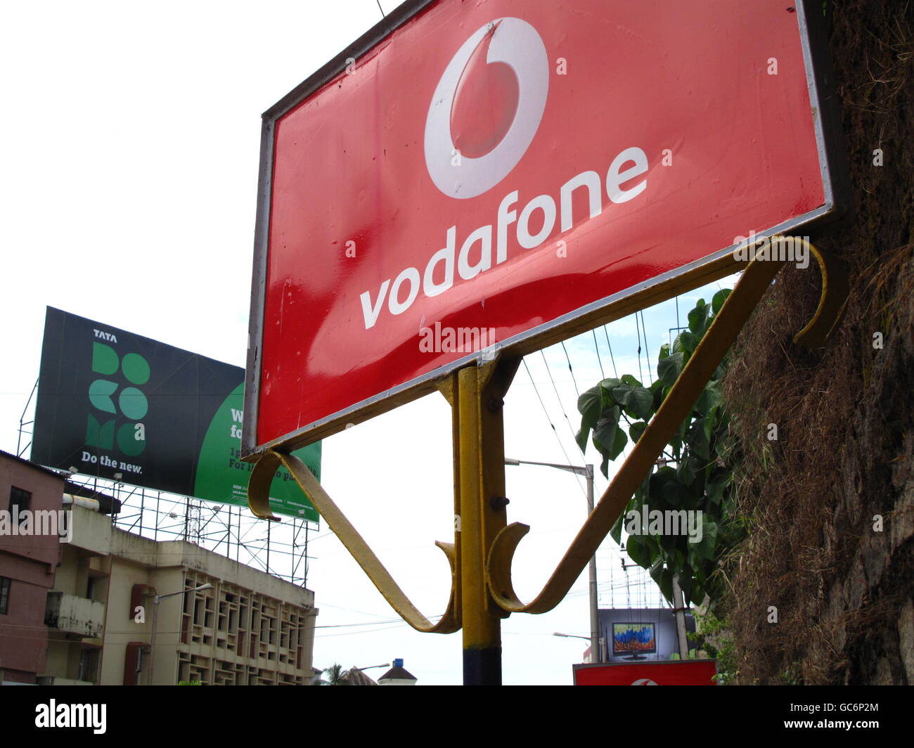 General view of vodafone mobile phone sign in mangalore hi-res stock ...
