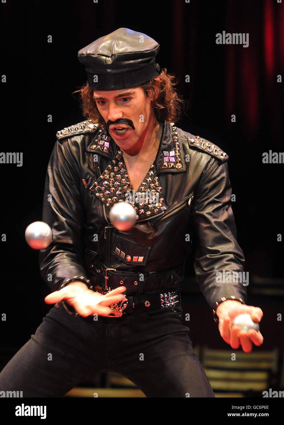 Mario the juggler whose stage name is the Queen of the Circus, performs ...