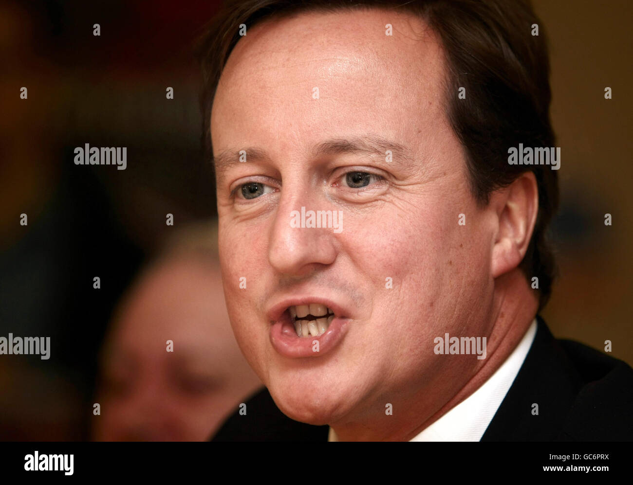 Leader of the Conservative Party David Cameron talks to visitors at Age ...