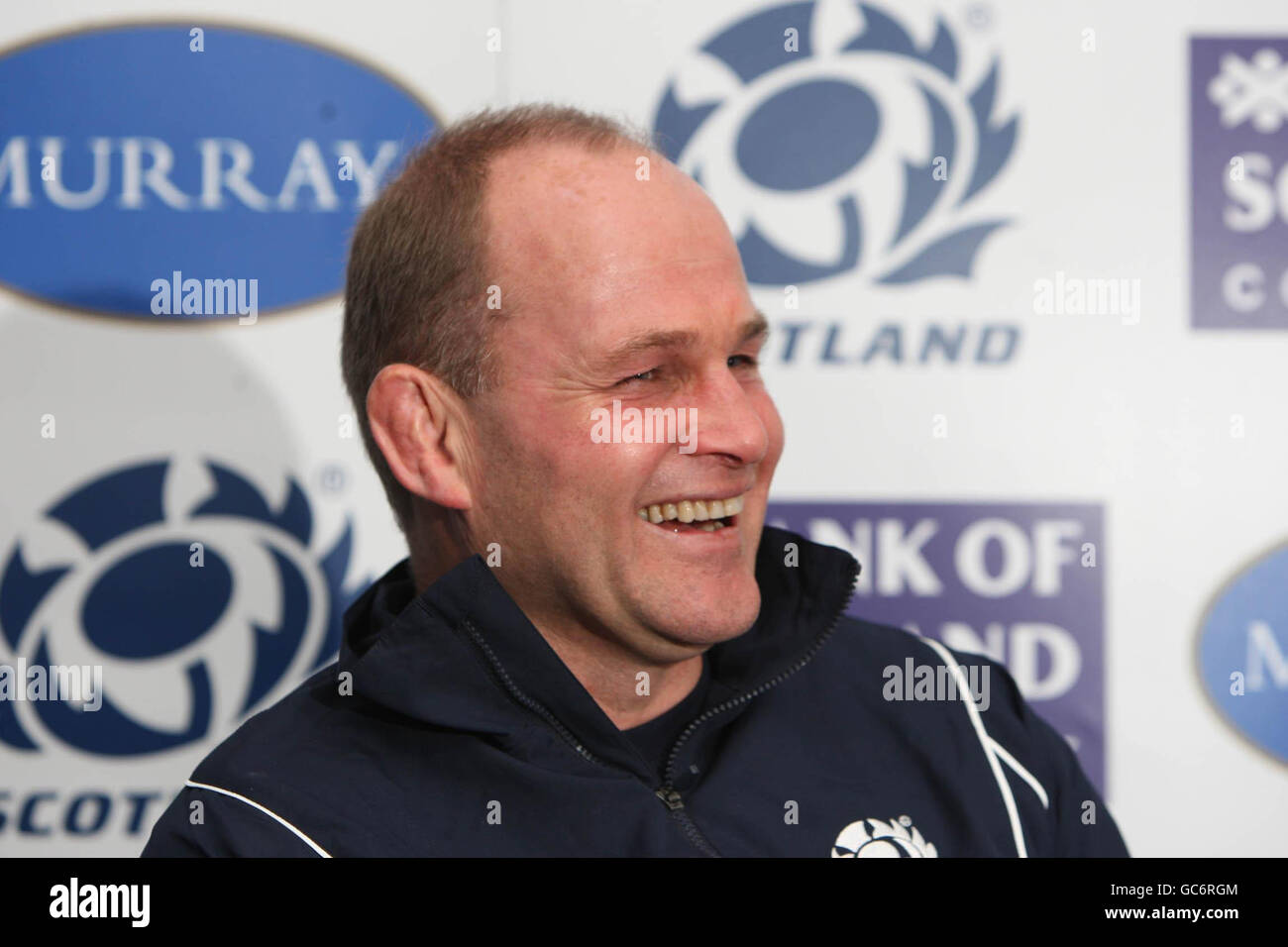 Scotland Head Coach Andy Robinson smiles during a Scottish rugby team ...