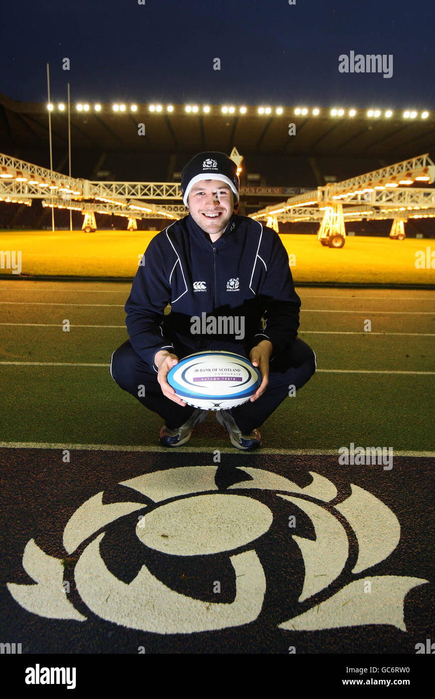 Scotland's new cap Alan MacDonald poses for a photograph following the ...