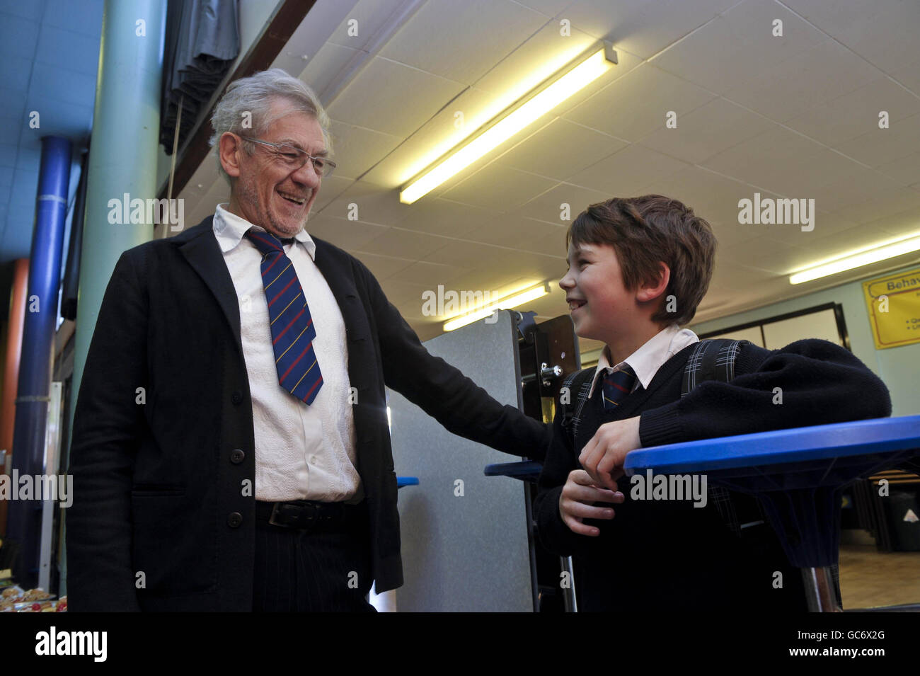 Sir Ian McKellan (left) chats with fan Jamie Patten, aged 11, from ...