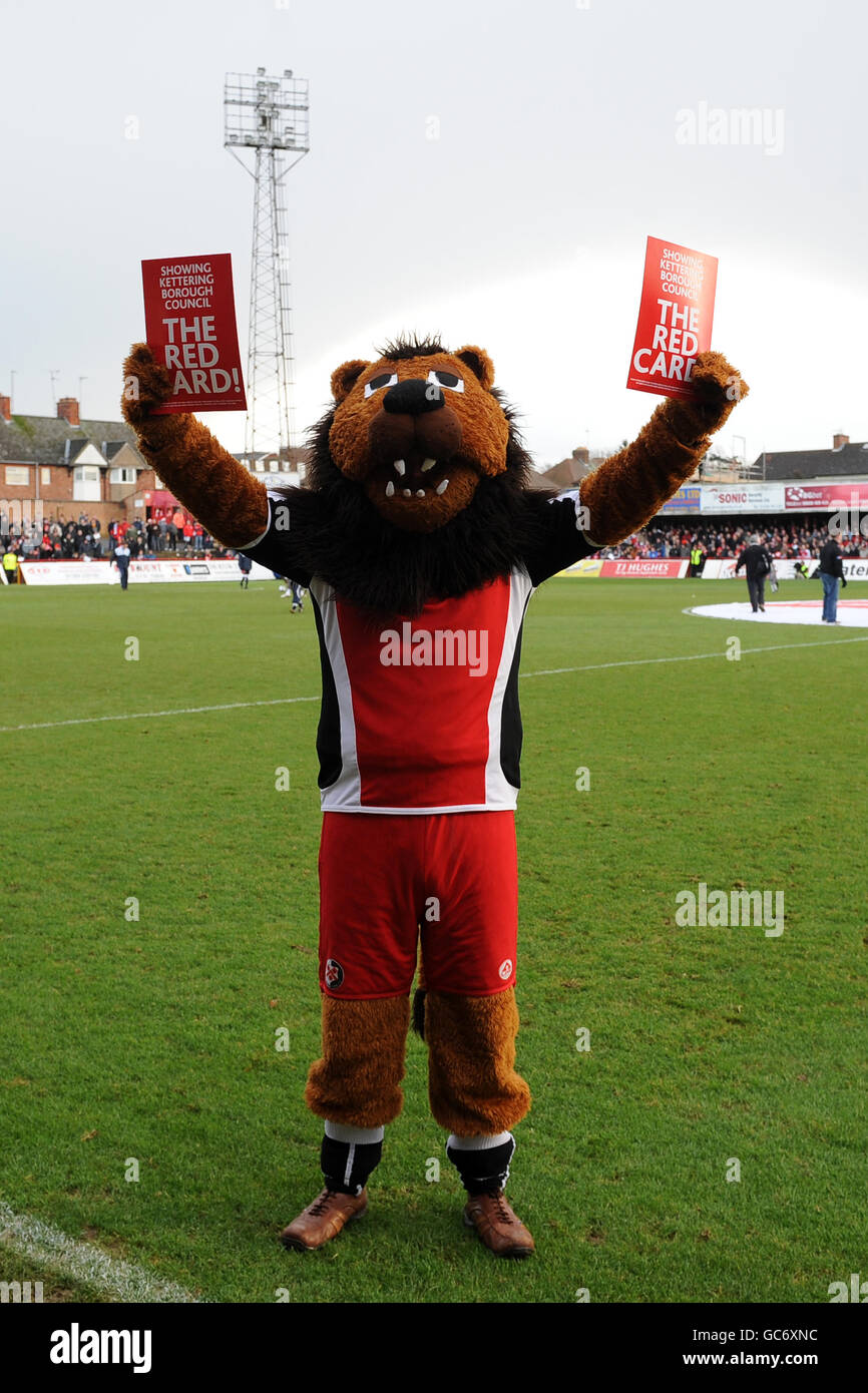 Kettering Town mascot Champ the Lion protests at the local council's ...