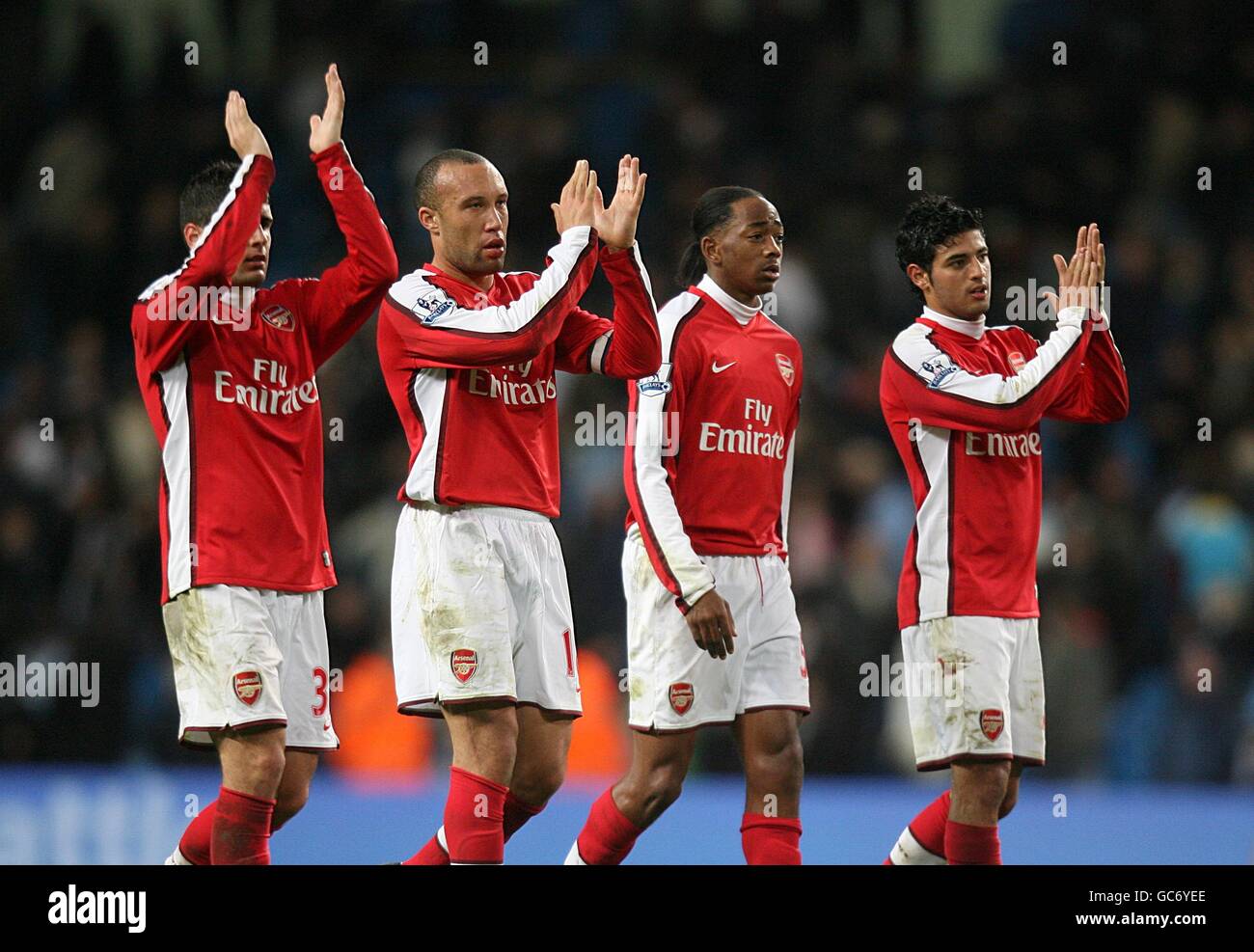 (left-right) Arsenal's Fran Merida, Mikael Silvestre, Sanchez Watt and ...