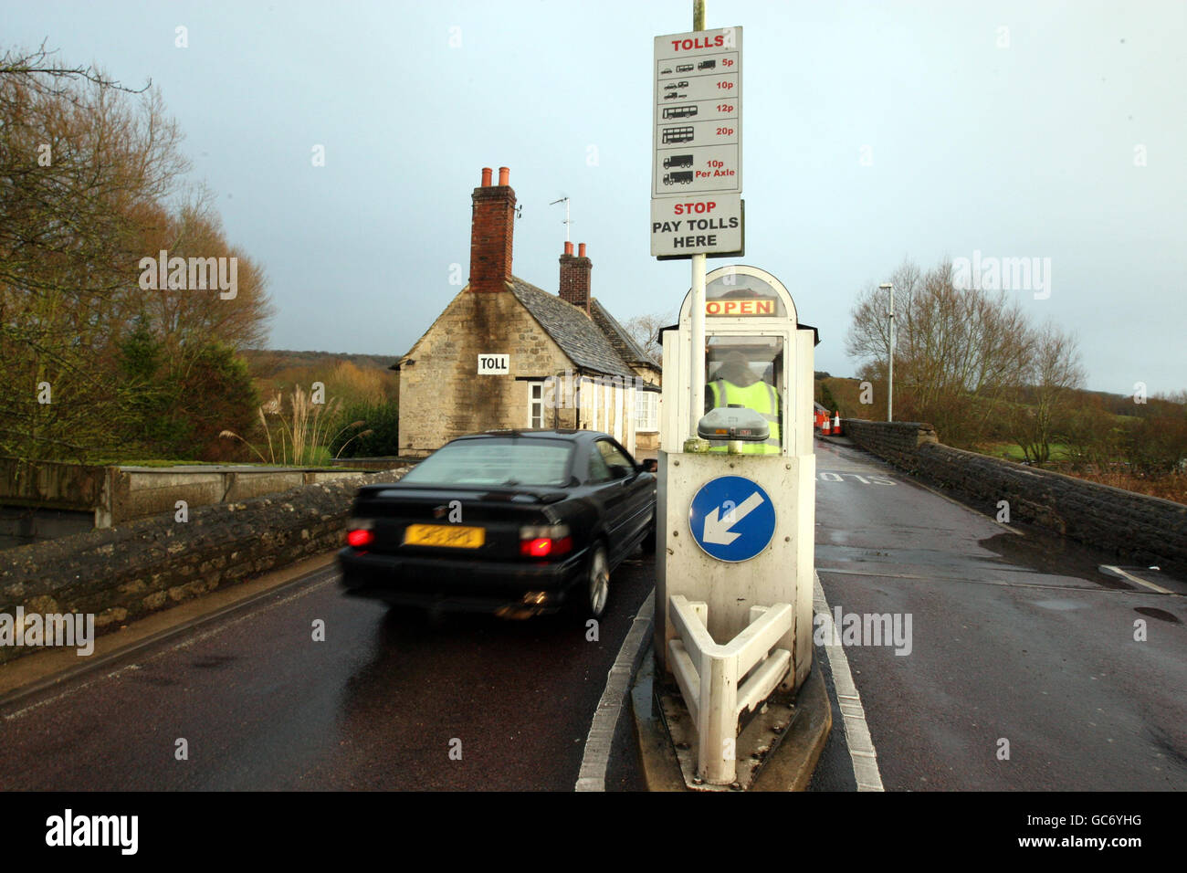General view of The Swinford Toll Bridge across the River Thames at ...