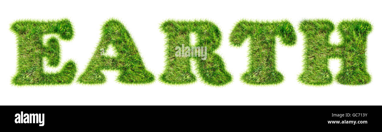 Word earth written with green grass closeup Stock Photo - Alamy