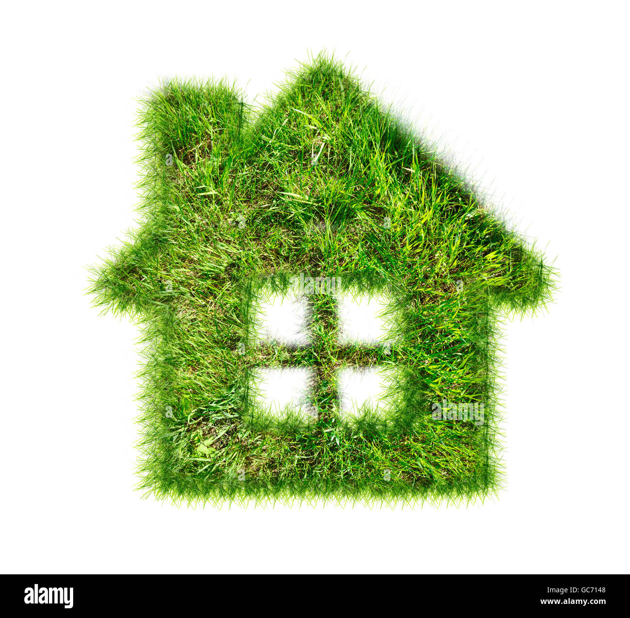 House made of green grass on white background Stock Photo - Alamy