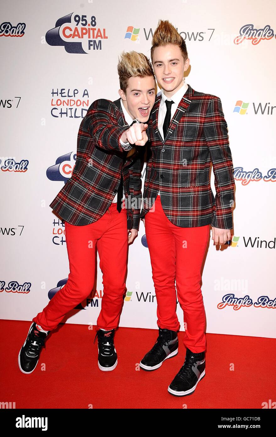 John and Edward Grimes, aka Jedward, in the press room of Capital FM's ...