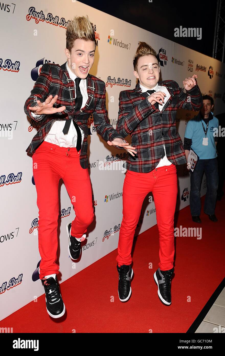 John and Edward Grimes, aka Jedward, in the press room of Capital FM's ...