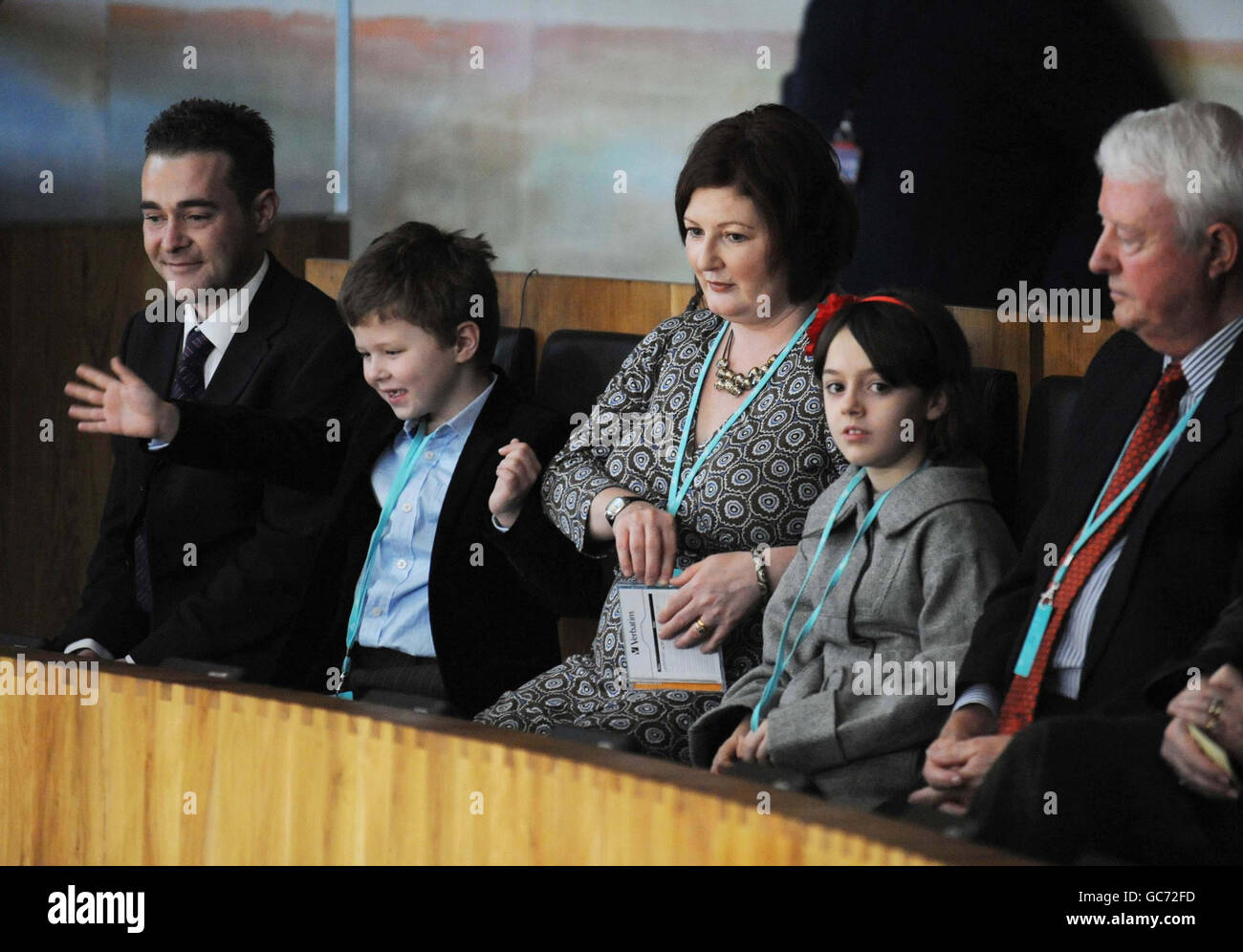 Lisa, wife of Carwyn Jones with their children son Ruari and daughter ...
