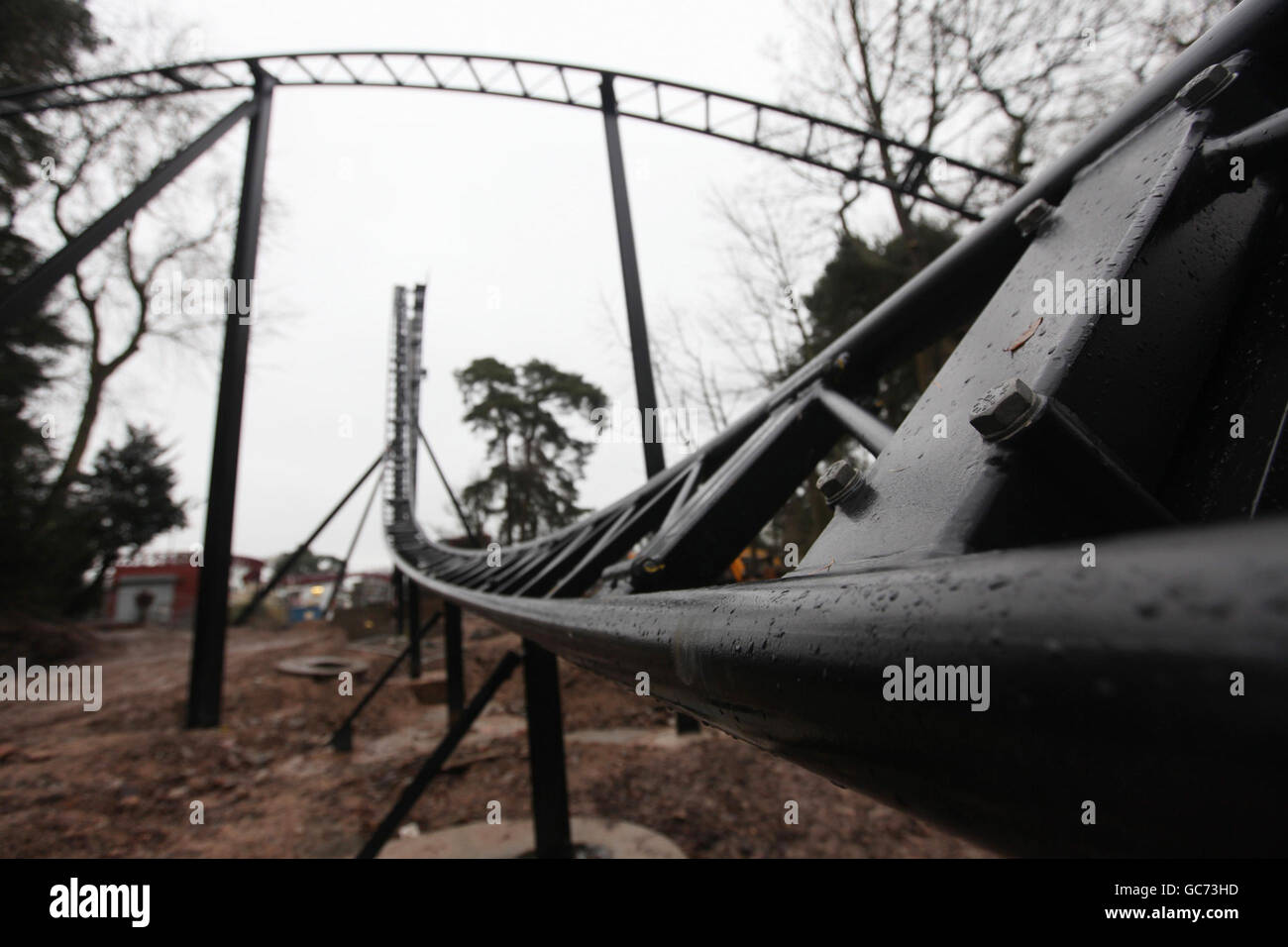 A view of the new ultimate rollercoaster Thirteen, which is still under ...