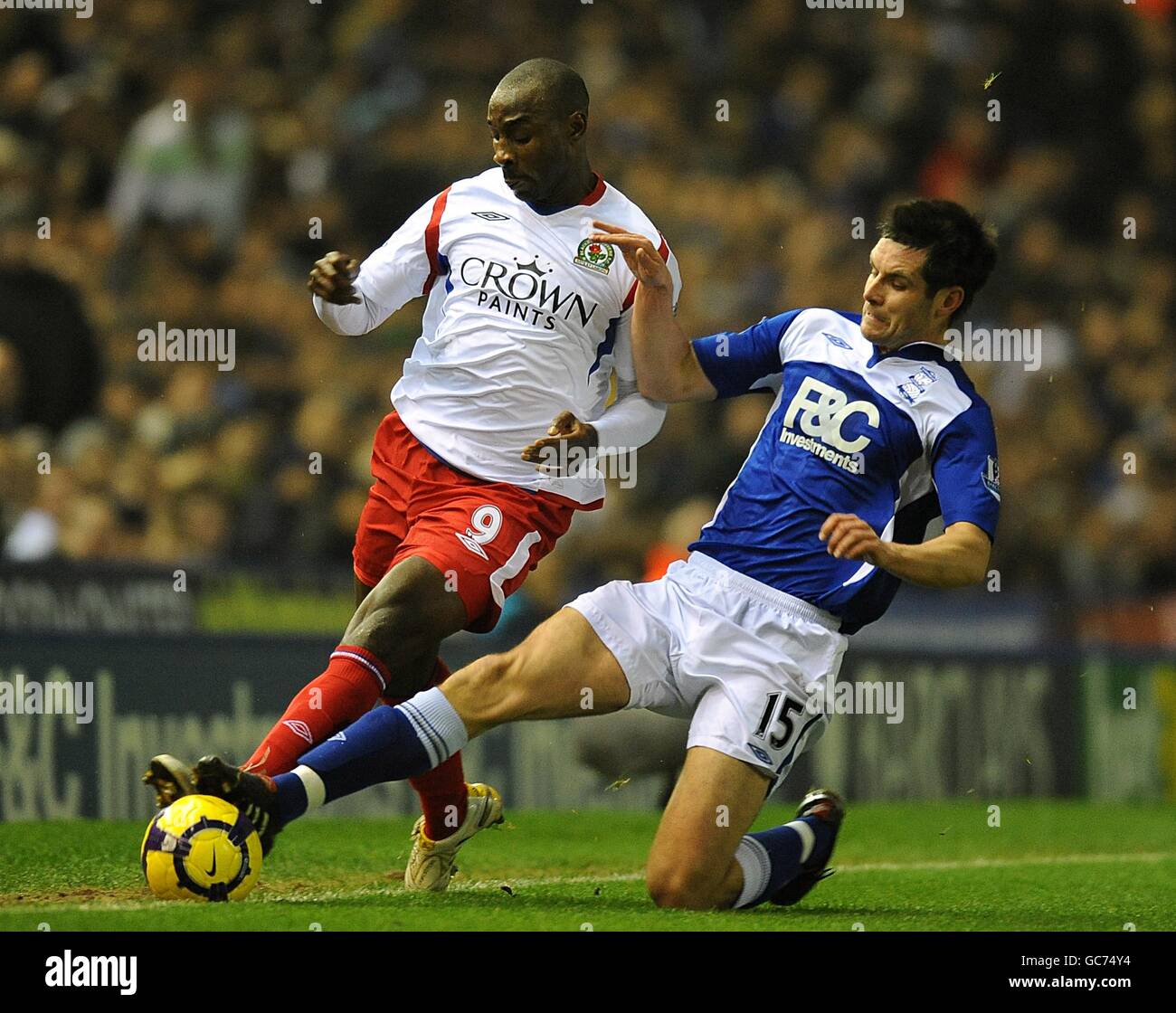 Birmingham City's Scott Dann (right) and Blackburn Rovers' Jason ...