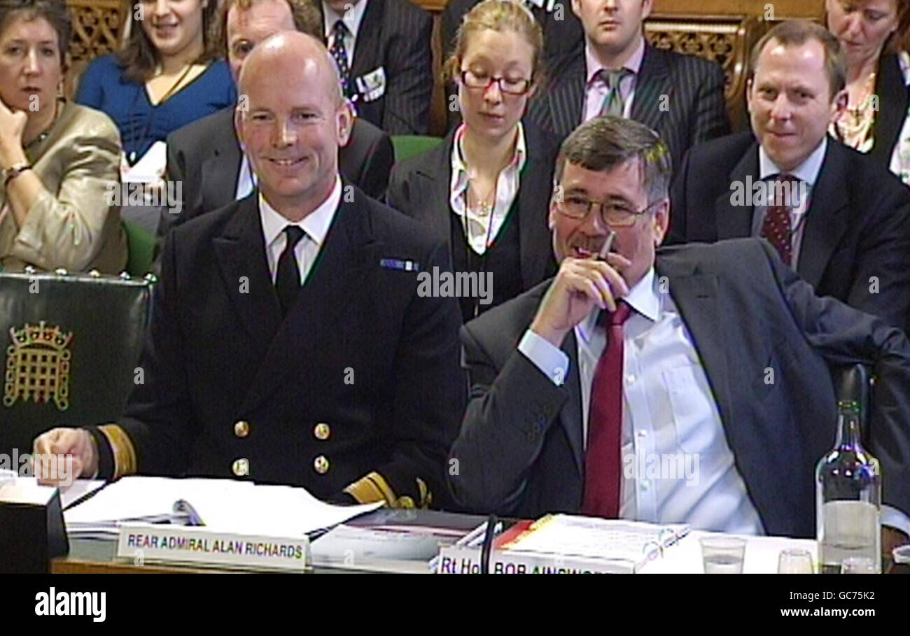 (left to right) Rear Admiral Alan Richards and Defence Secretary Bob ...