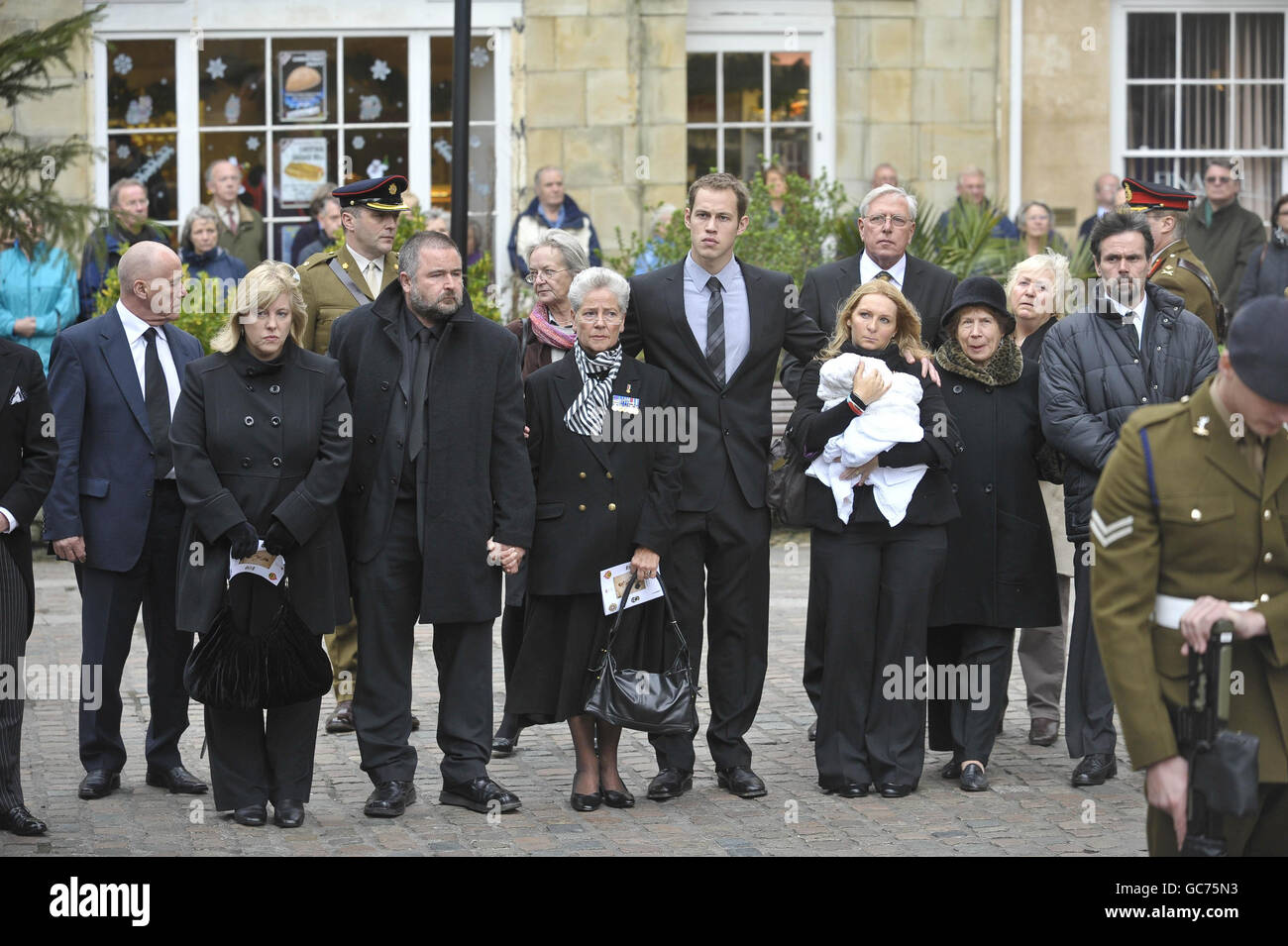 Family after the funeral service of Staff Sergeant Olaf Schmid at Truro ...
