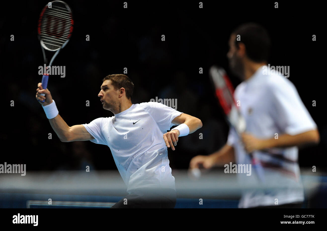 Belarus' Max Mirnyi and Israel's Andy Ram during the Barclays ATP World ...