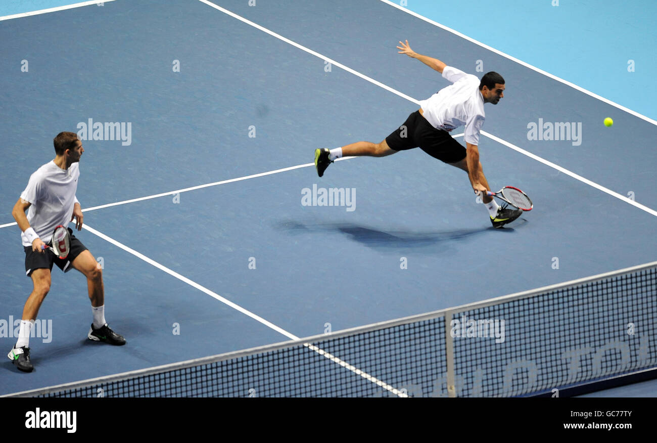 Belarus' Max Mirnyi and Israel's Andy Ram during the Barclays ATP World ...