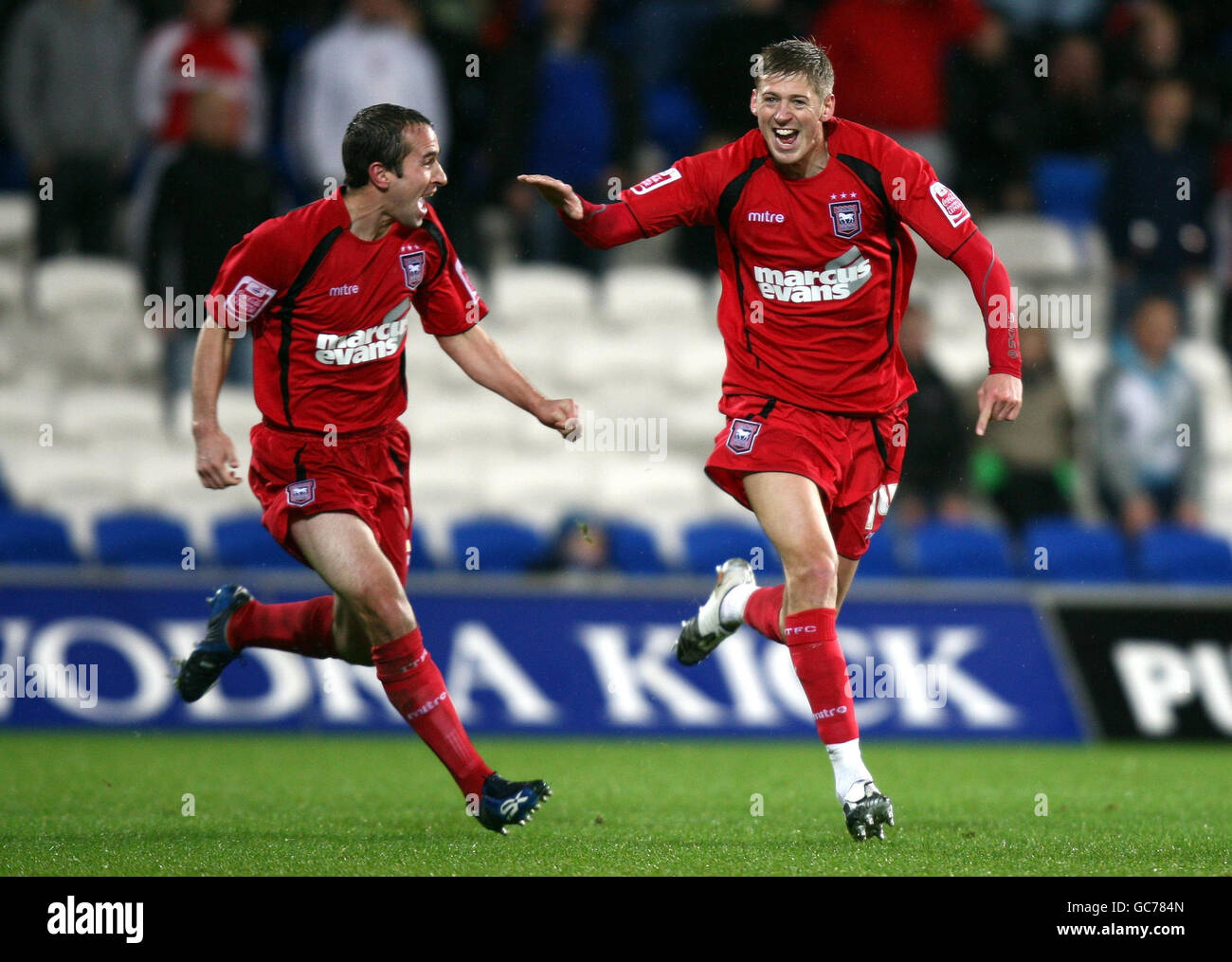Ipswich's Jon Stead (right) celebrates scoring his sides second goal ...
