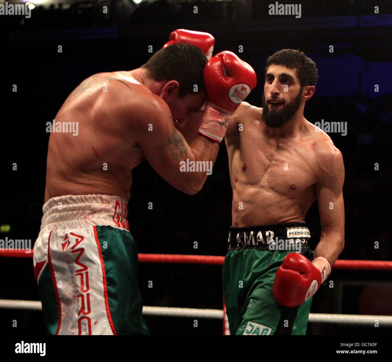 Great Britain's Adnan Amar (right) in action against Great Britain's ...