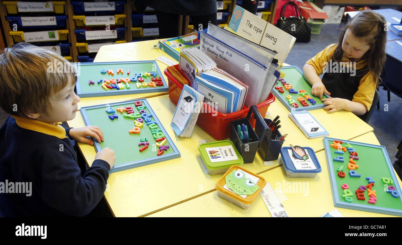 General view of a class at Scotstoun Primary School in Glasgow, where ...