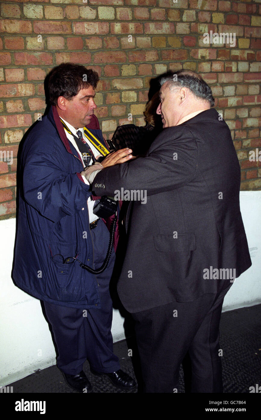 BARNET FOOTBALL CLUB CHAIRMAN STAN FLASHMAN GRAPPLES WITH SUN ...