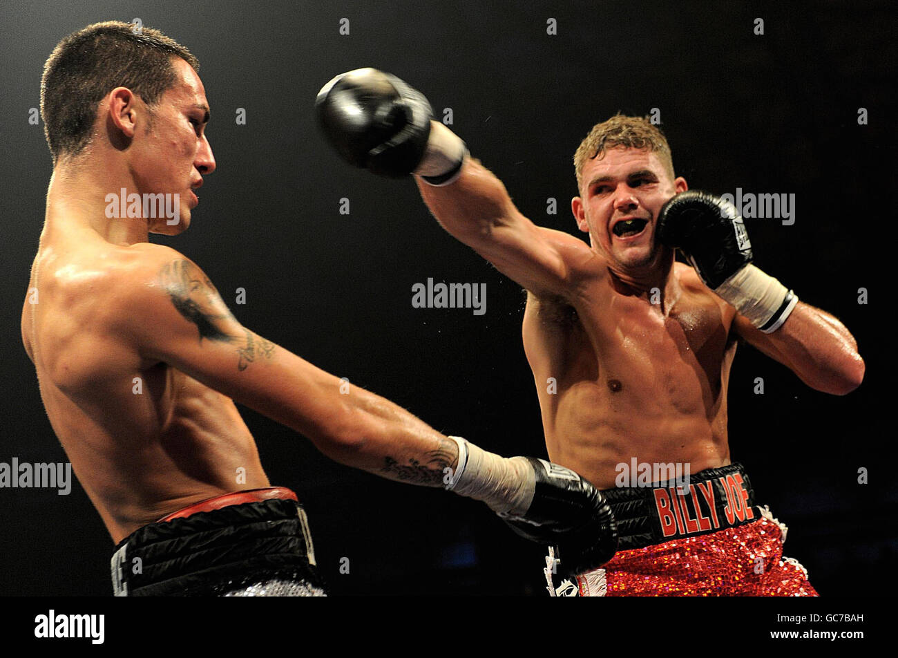 Billy Joe Saunders (right) in action with Lee Noble during the ...