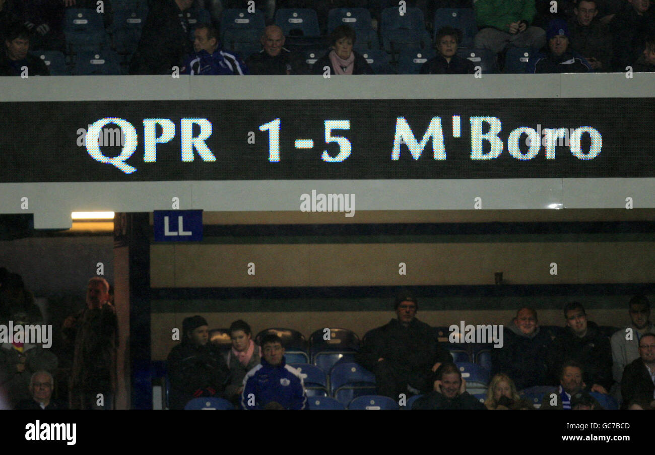 The scoreboard shows the 1-5 scoreline as Middlesbrough beat Queens ...