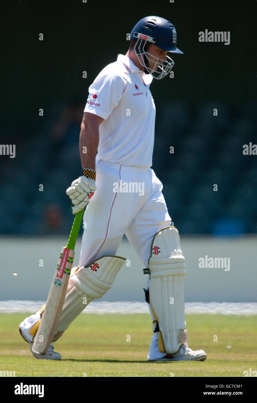 England captain Andrew Strauss is dismissed by South Africa XI's Charl ...