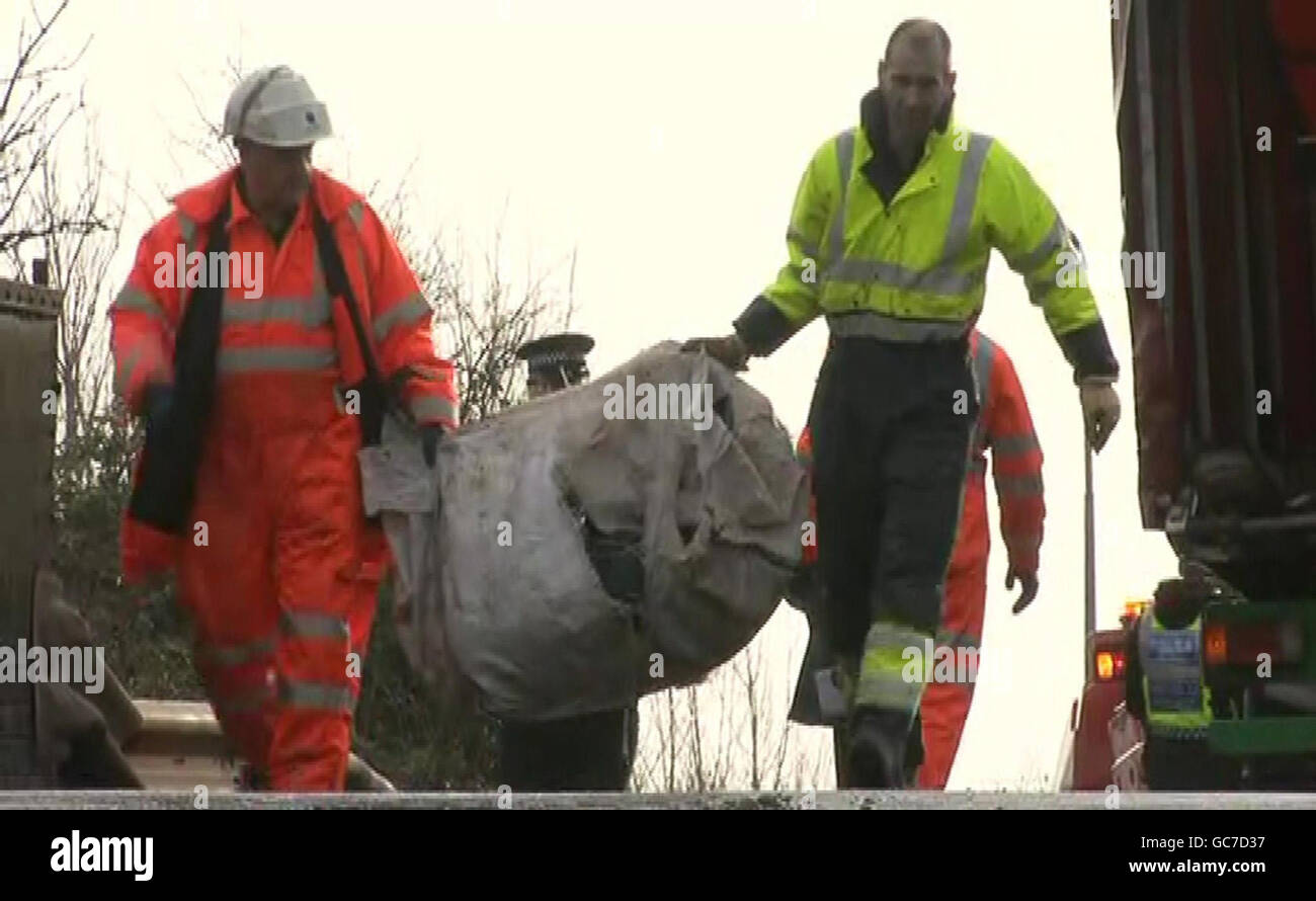 South Wales Police and Network Rail work to clear up a wrecked quad ...
