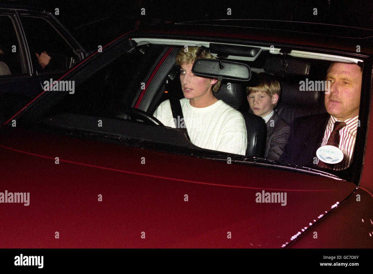 PRINCE HARRY LOOKS OUT WINDOW AT THE BACK OF HIS MOTHER'S CAR AFTER ...