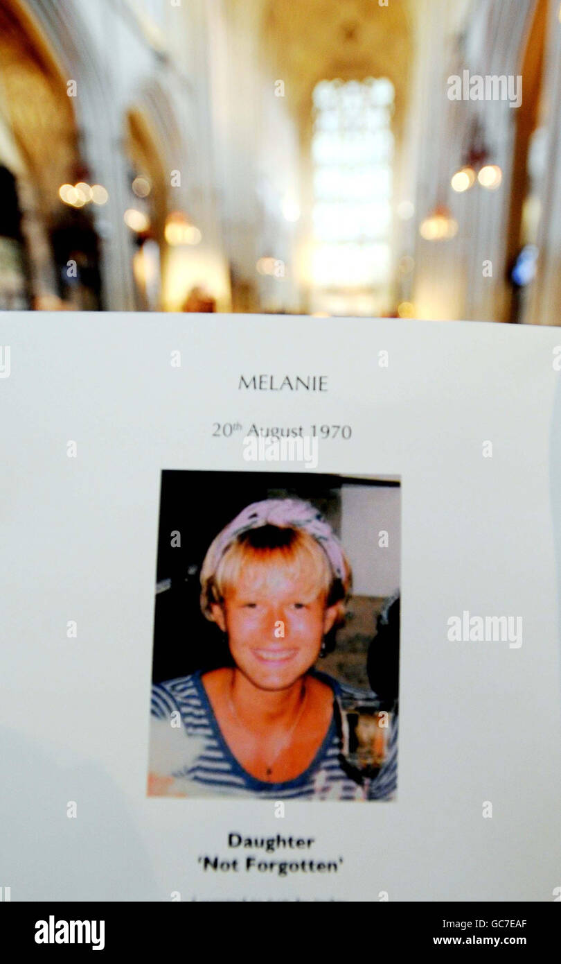 The Order of Service for Melanie Hall funeral at Bath Abbey Stock Photo ...