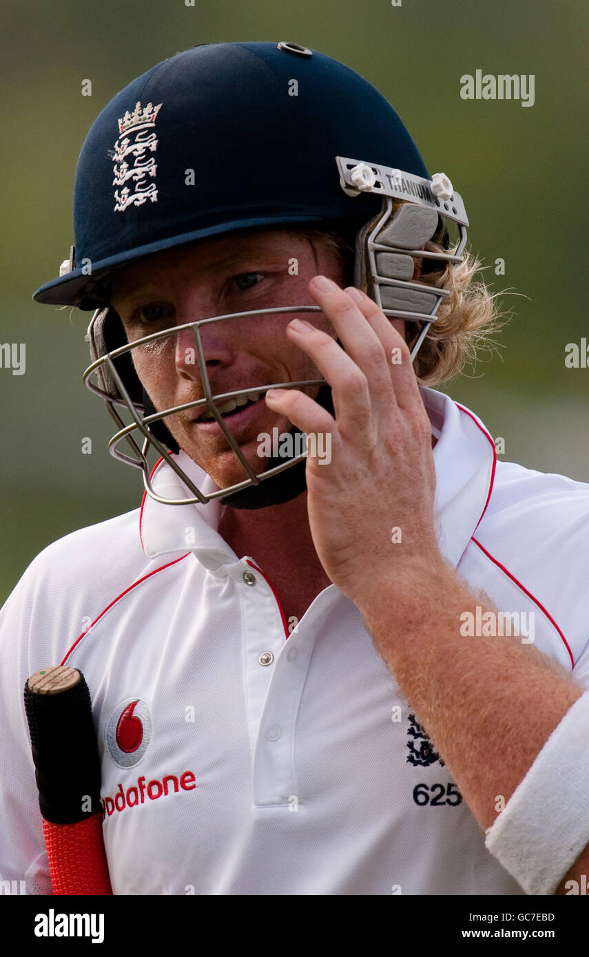 England's Ian Bell after he is bowled by South African Invitational XI ...