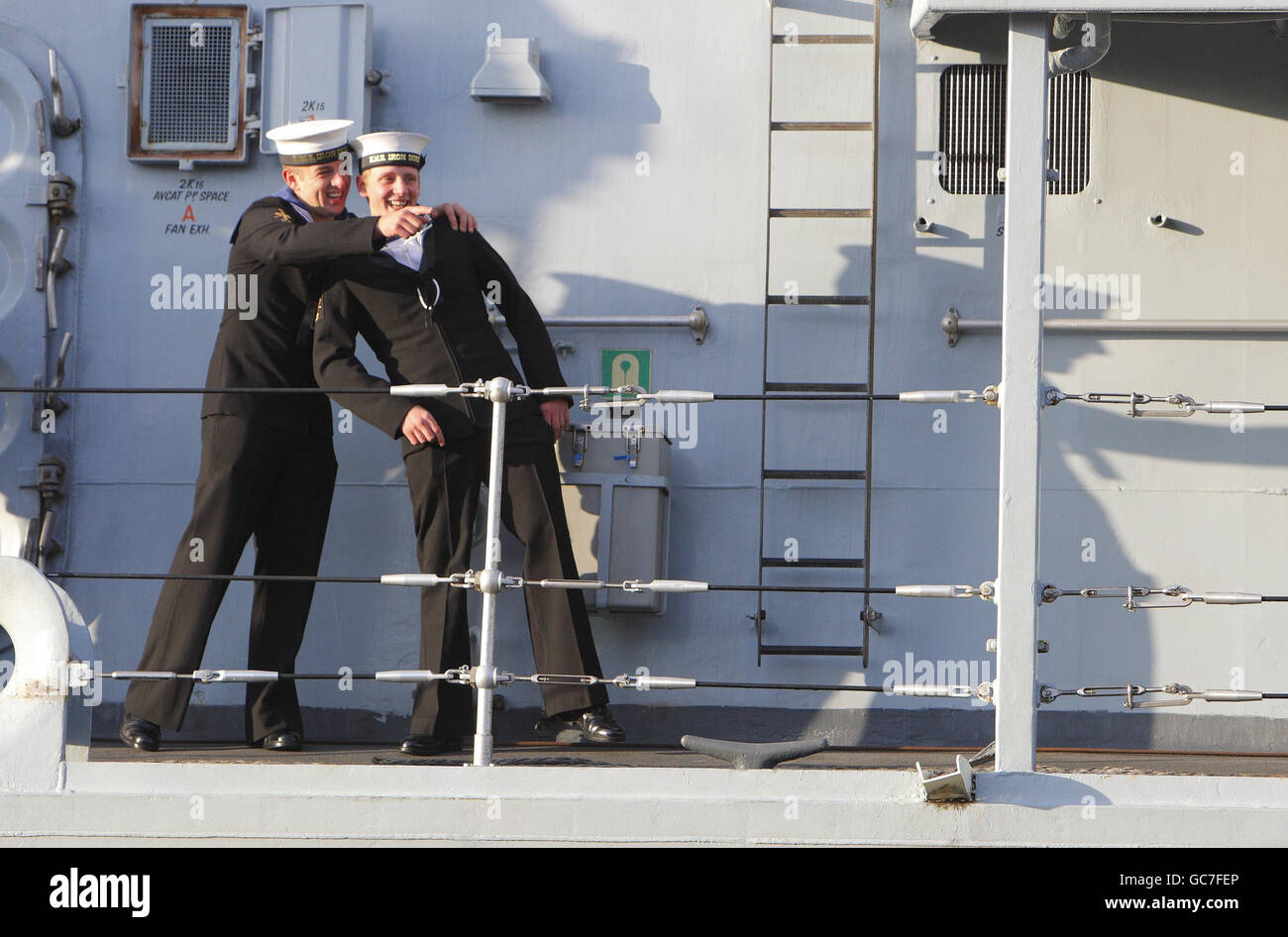 HMS Iron Duke returns Stock Photo - Alamy