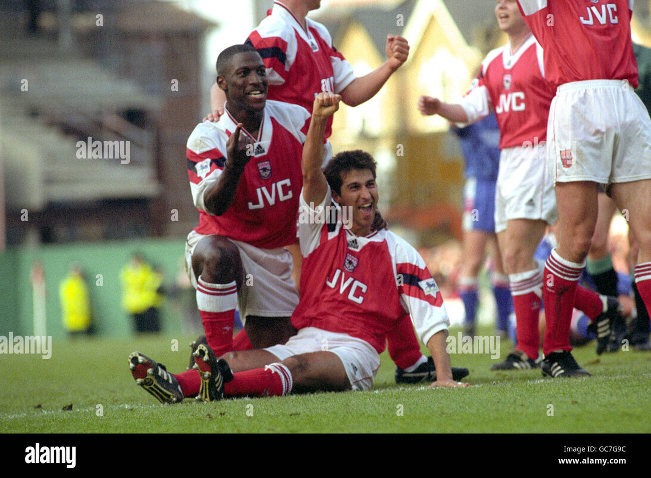ARSENAL'S JIMMY CARTER (BOTTOM RIGHT) CELEBRATES WITH TEAM MATE KEVIN ...