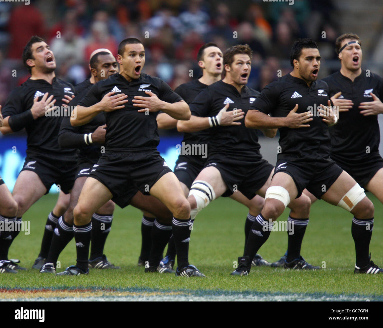 The New Zealand team perform the Haka before The MasterCard Trophy ...