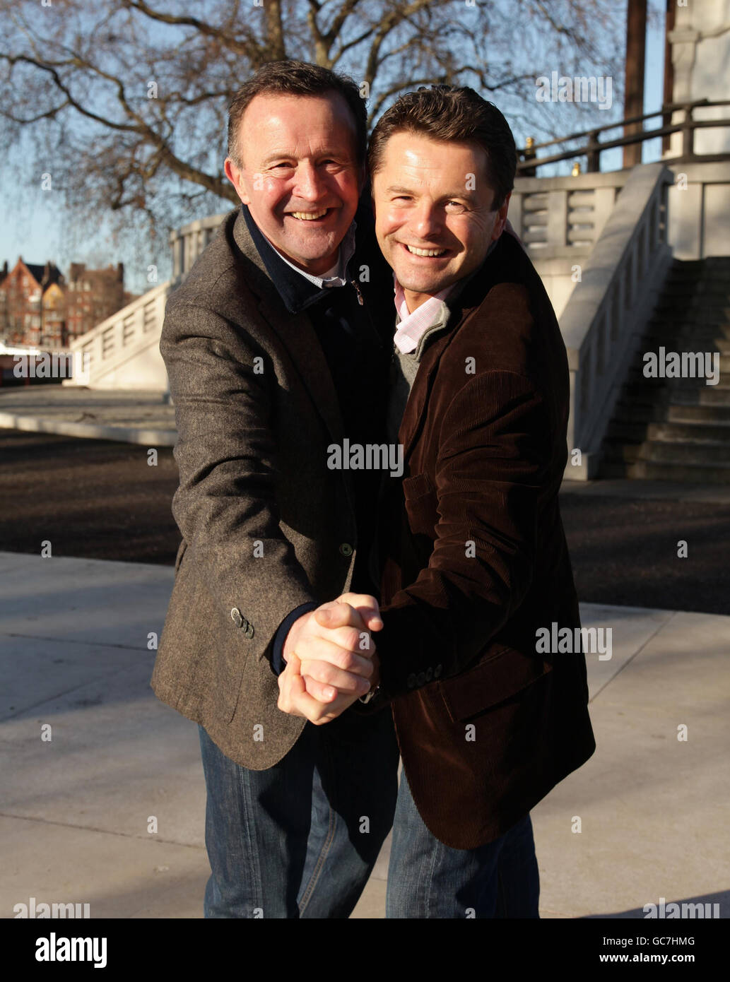 Chris Hollins (right), winner of Strictly Come Dancing with his father ...