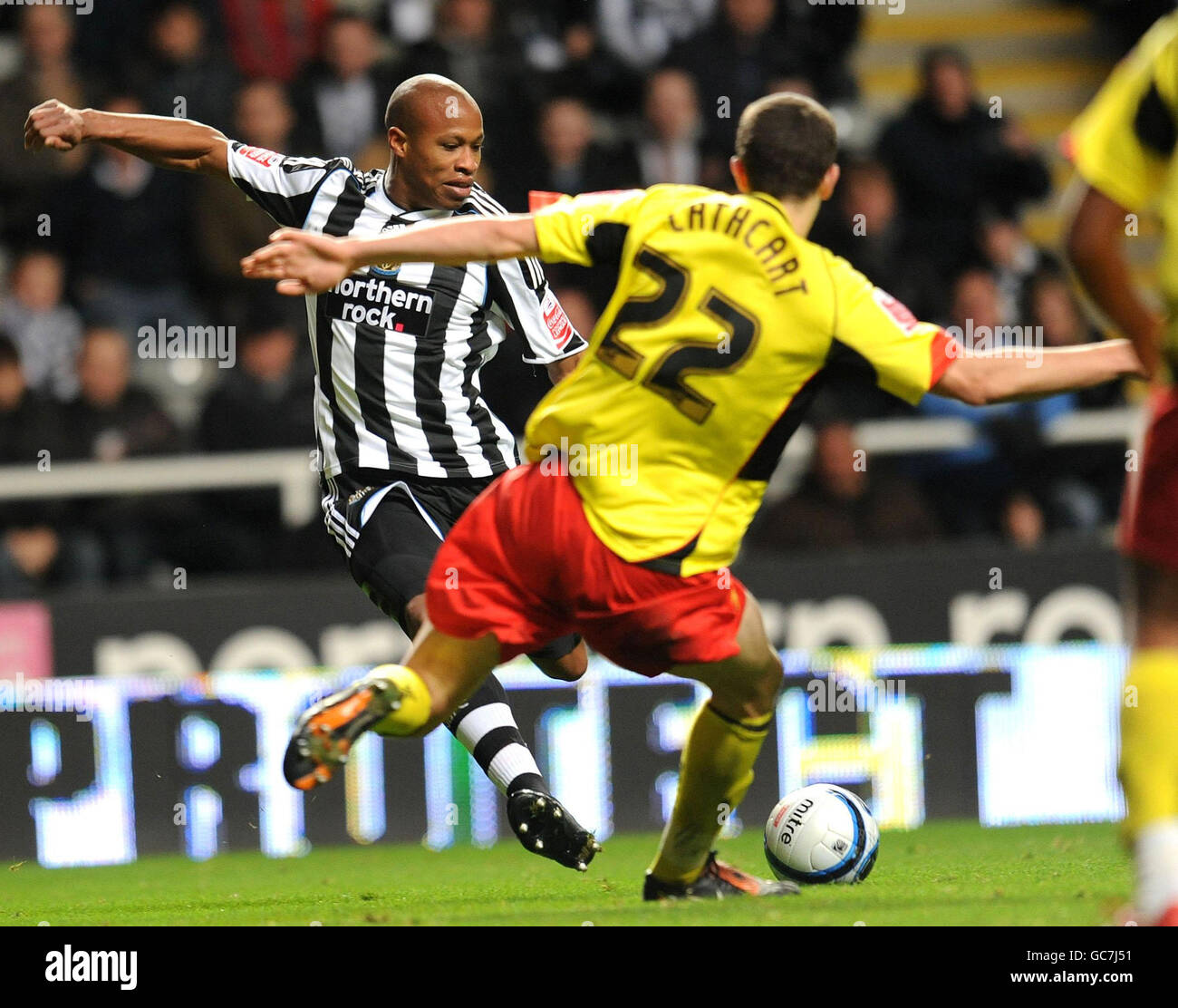 Newcastle's Fabrice Pancrate scores during the Coca-Cola Championship ...