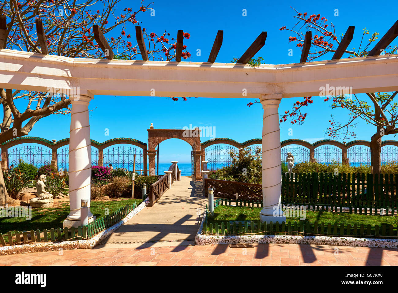 Picturesque Marina d'Or garden in the Oropesa del Mar resort town ...
