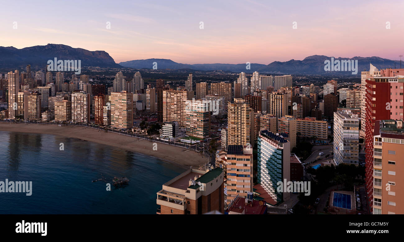 Aerial view of a Benidorm city Stock Photo - Alamy
