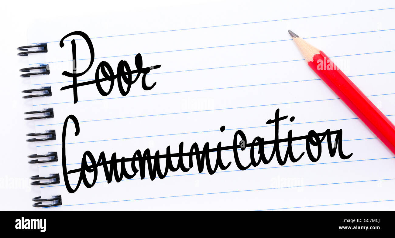 Write Off Poor Communication on notebook page with red pencil on the ...