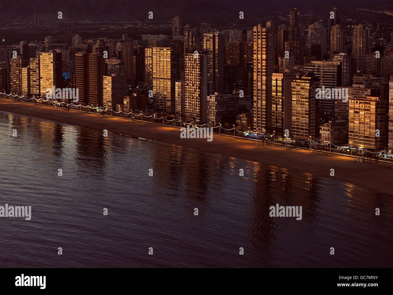 Aerial view of a Benidorm coastline Stock Photo - Alamy