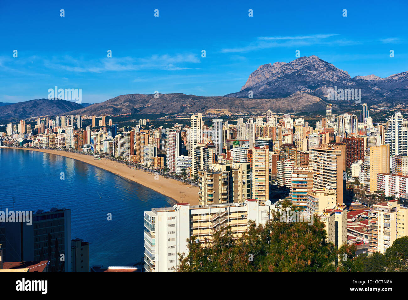 Aerial view of a Benidorm city coastline Stock Photo - Alamy