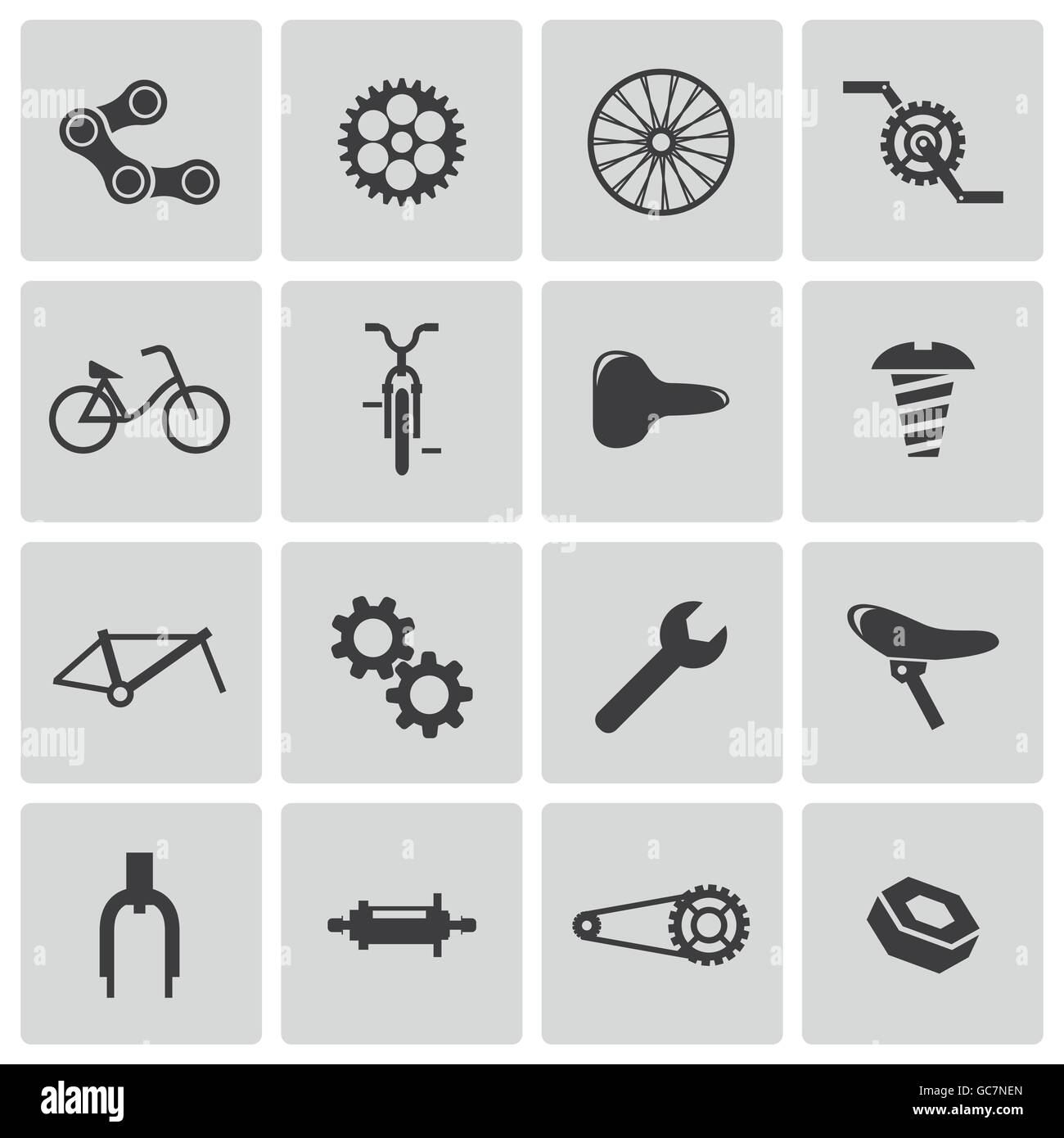 Vector Black Bicycle Part Icons Set Stock Vector Image & Art - Alamy