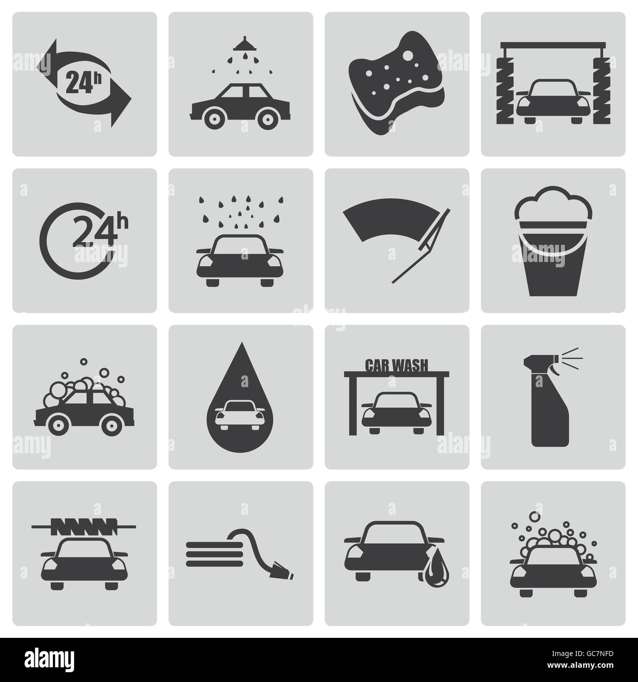 Vector Black Car Wash Icons Set Stock Vector Image & Art - Alamy
