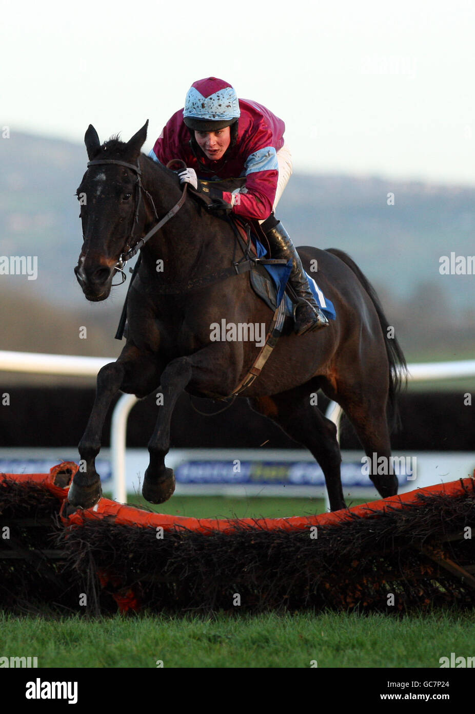 Jockey John Mathias on Havenstone jumps during the Ludlow Amateur ...