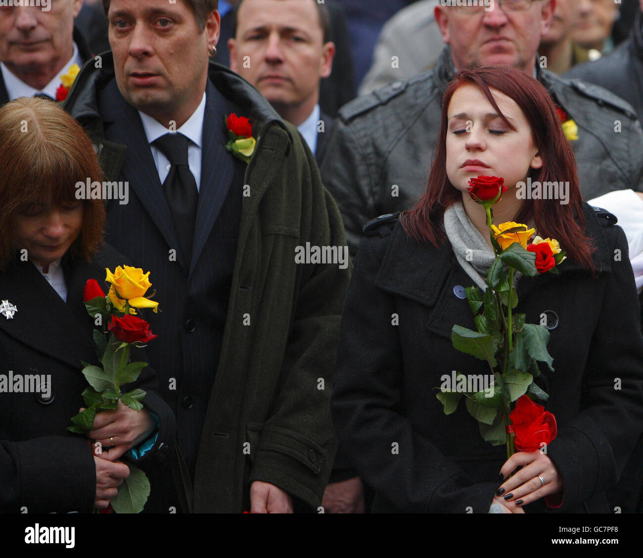 Sian Goodenough, the fiancee of Lance Corporal Adam Drane waits with ...