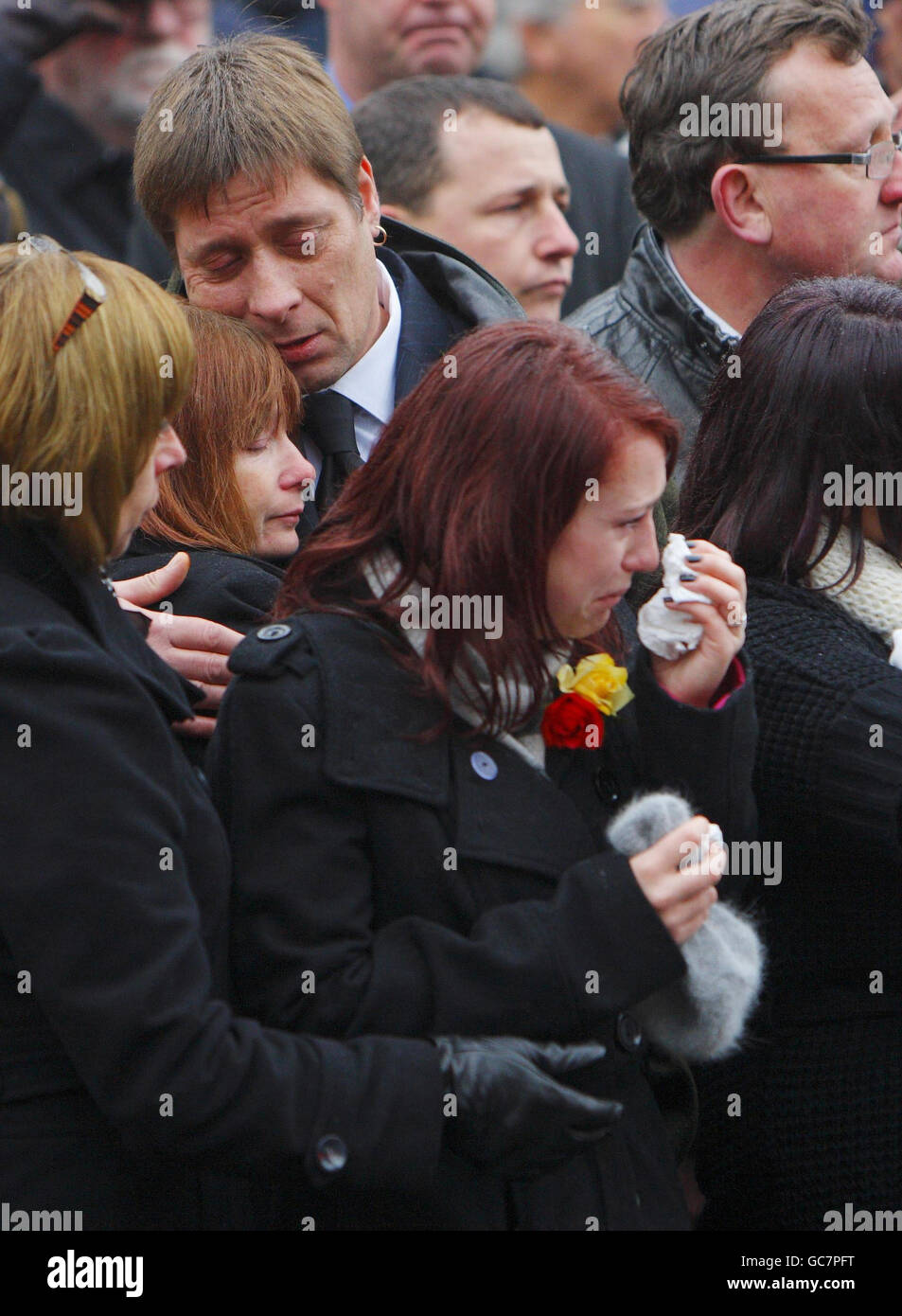 Sian Goodenough, the fiancee of Lance Corporal Adam Drane waits with ...